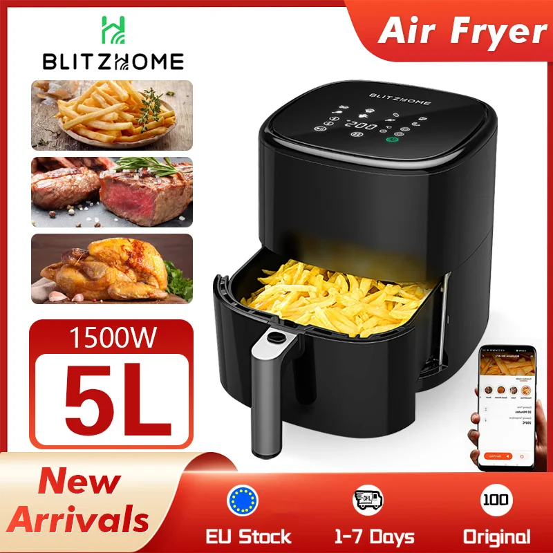 Blitzhome 5l Smart Air Fryer Oven Without Oil Fryer 360°baking 1500w Touchscreen Electric Deep ...