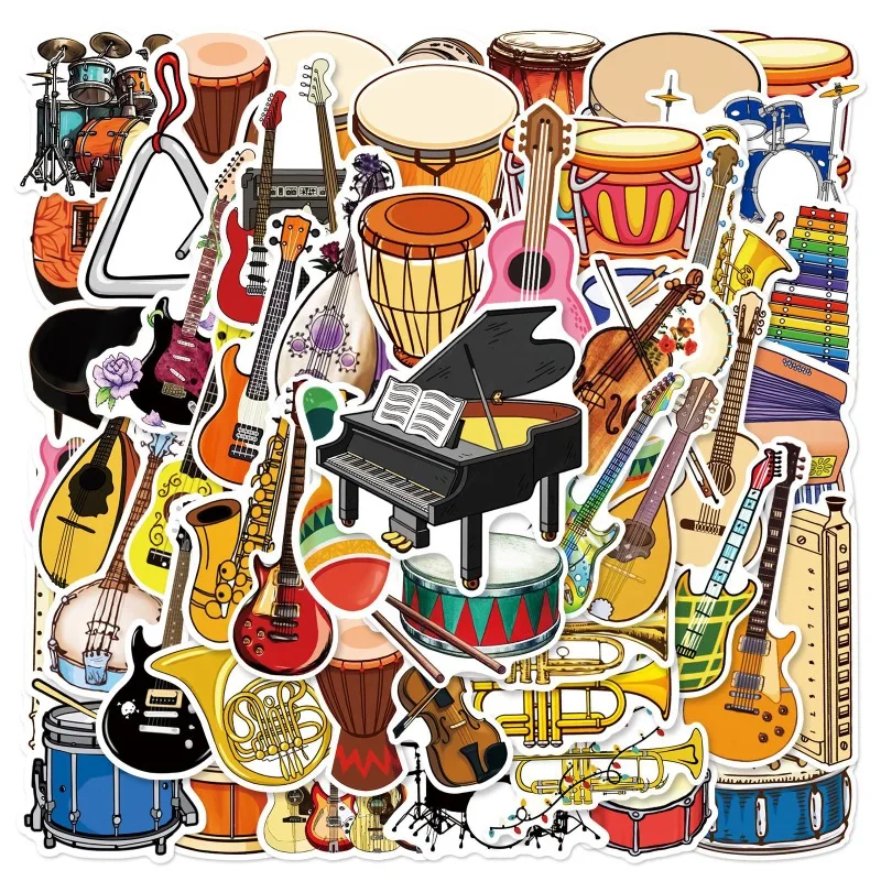 10-25-50pcs-Cartoon-Musical-Instruments-Stickers-for-DIY-Guitar ...