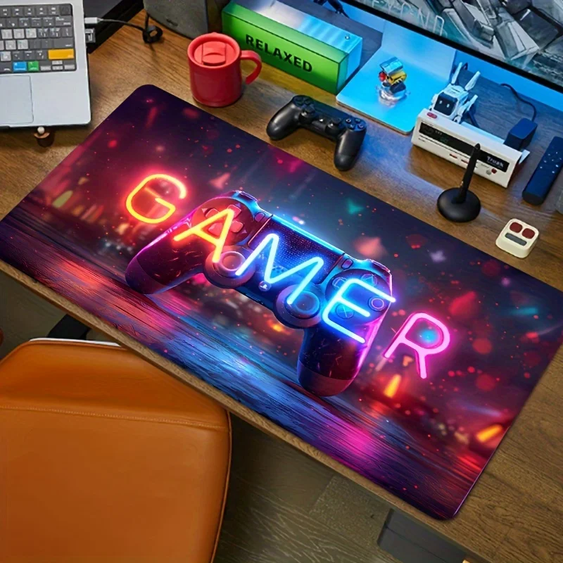 Gamer neon design mouse pad extended e-sports rubber desk pads gaming ...