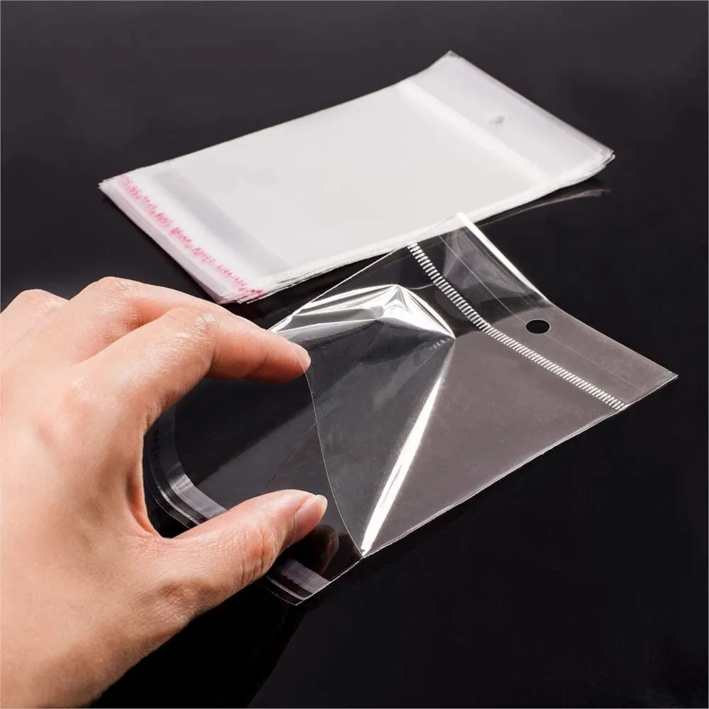 100pcs-Lot-Transparent-Opp-Plastic-Self-Adhesive-Bags-Hanging-Packaging ...