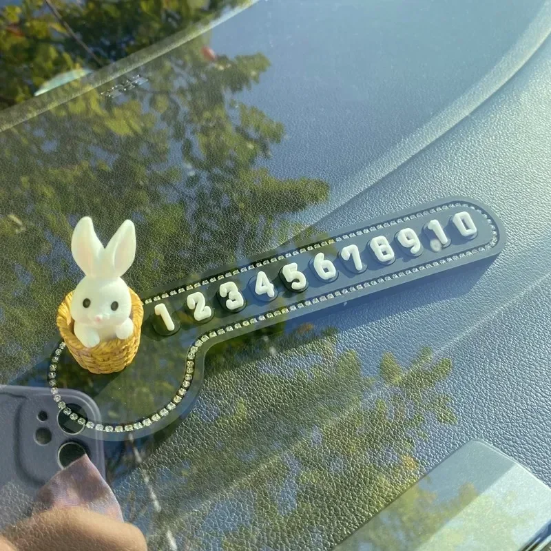 Car Temporary Stop Sign Multifunctional Cartoon Bunny Phone Number ...