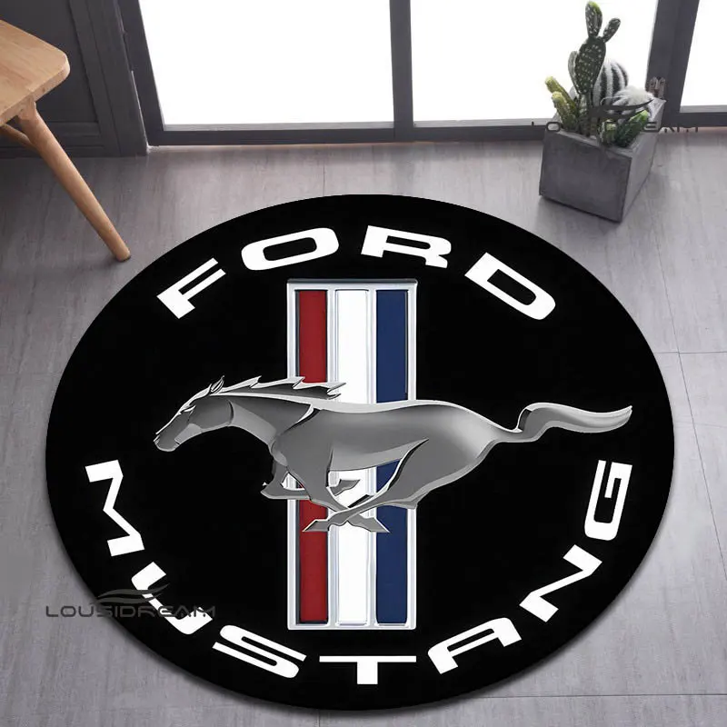 Mustang car logo printed round carpet beautiful carpet rugs for bedroom ...