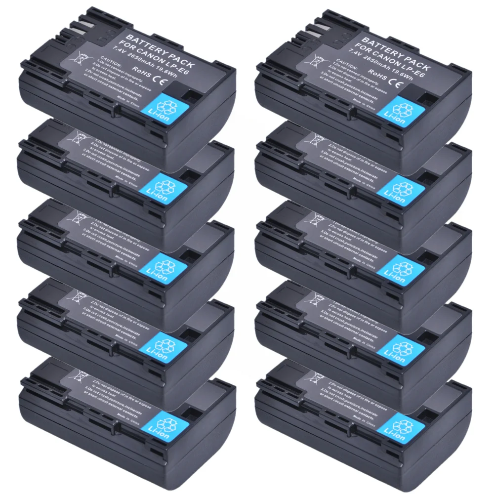 2650mAh LP E6N LP-E6 Batteries for Canon EOS R7 90D 5Ds 5D2 5D3 5D4 6D ...