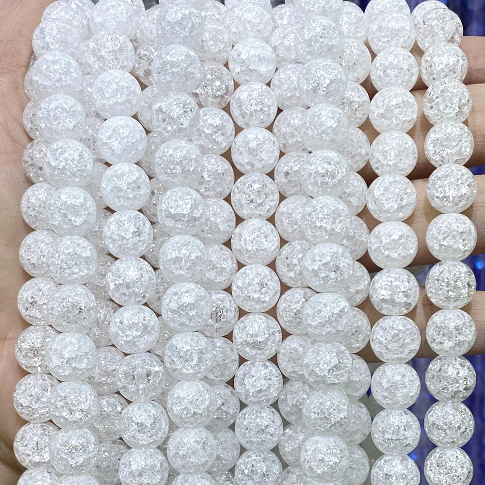 6/8/10/12mm Natural White Cracked Crystal Stone Beads for Jewelry ...