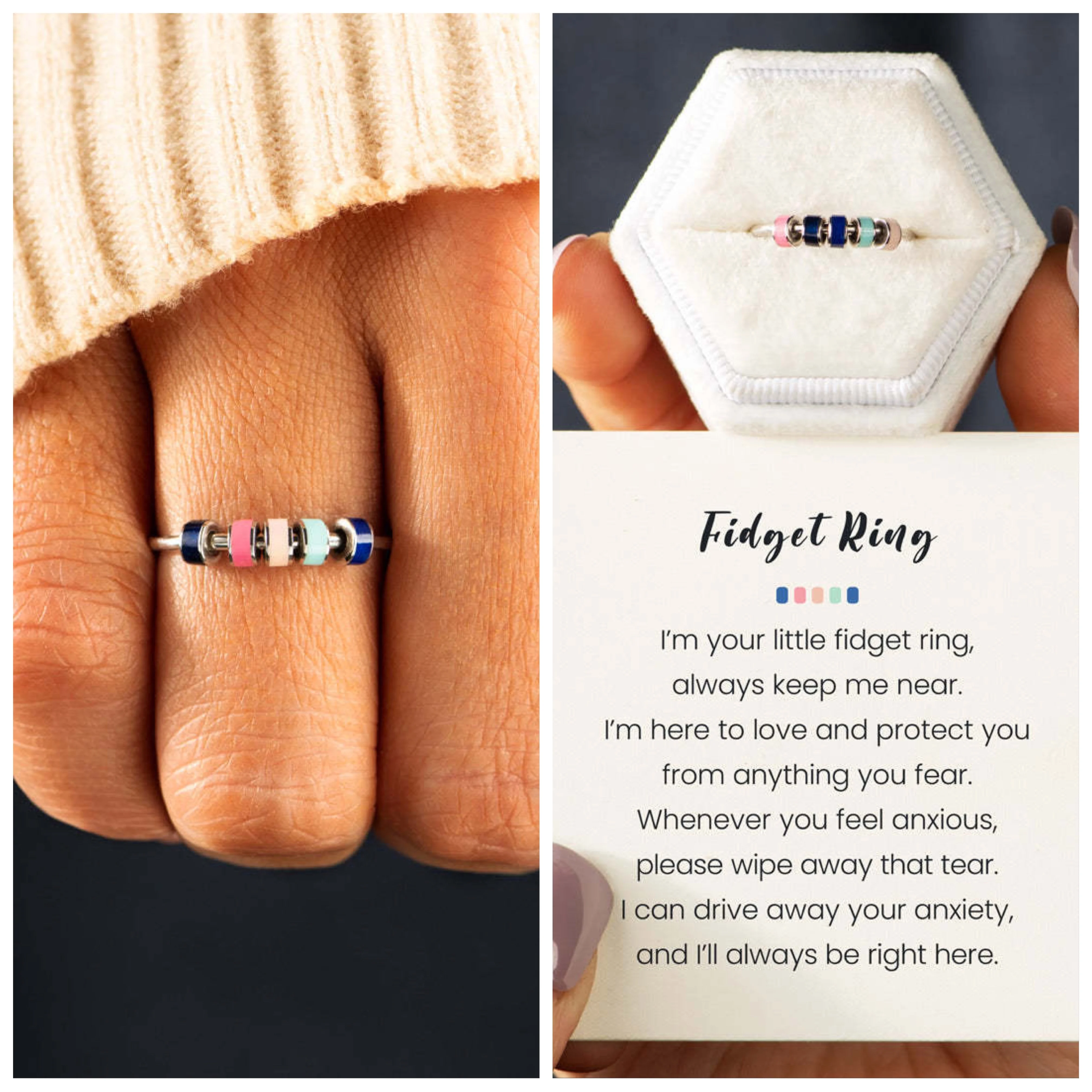 Enamel-Beads-Anxiety-Ring-With-Card-Colorful-Adjustable ...