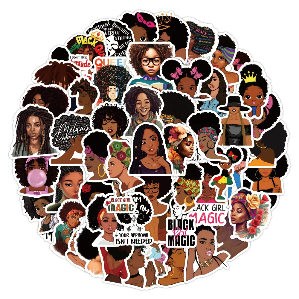 10-30-60Pcs-Inspirational-Black-Girls-Stickers-For-Snowboard-Laptop ...
