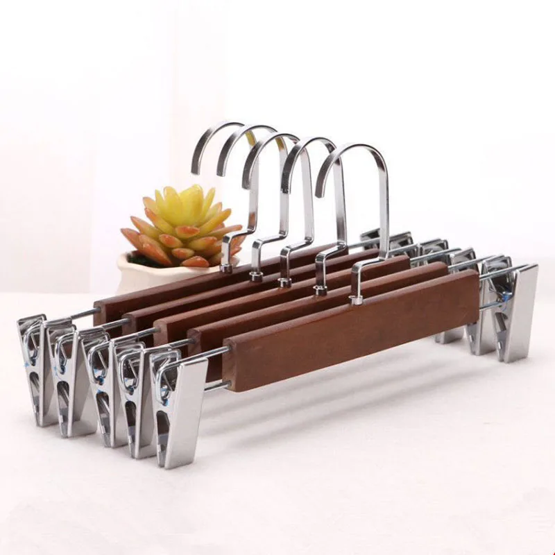 Retro-10pcs-Wooden-Pants-Hanger-Clothes-Closet-Organizer-Skirt-Trouser ...