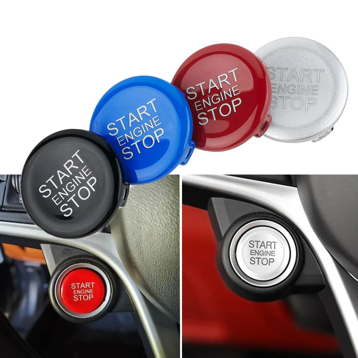 Car Engine Start Stop Button Cover Ignition Switch Push Button Cap ...