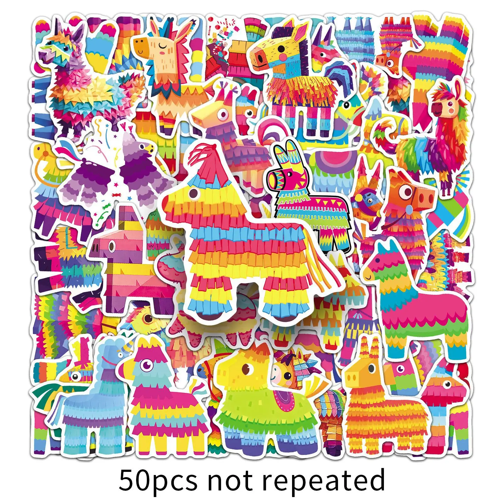 50PCS Cartoon Spring Festival Pinata Stickers Christmas Celebrate ...