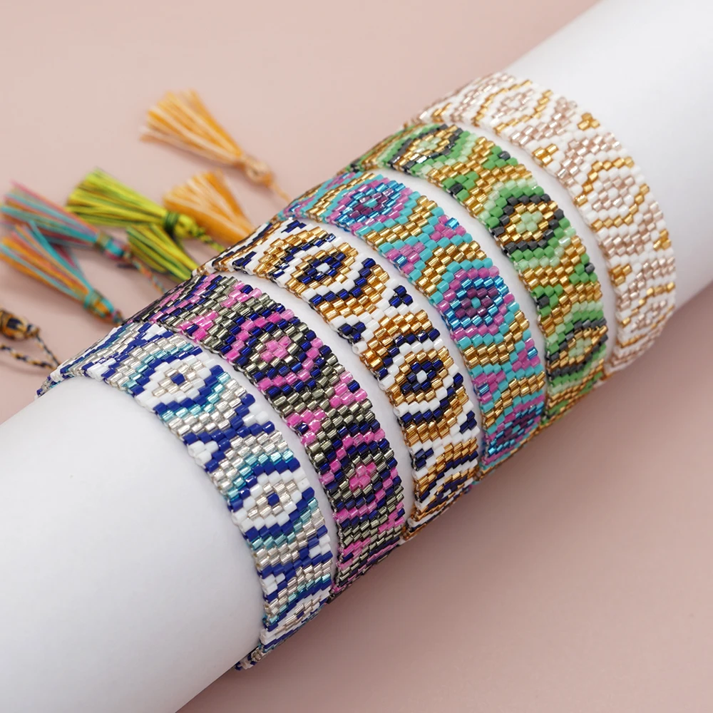 YASTYT-Handmade-Charme-Pulseiras-para-As-Mulheres-Colorido-Frisado-Geom ...