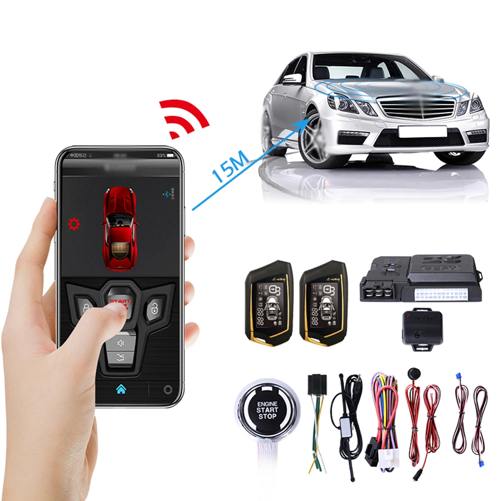Car-Anti-Theft-Alarm-Remote-Starter-System-PKE-Keyless-Entry-BT-Remote ...