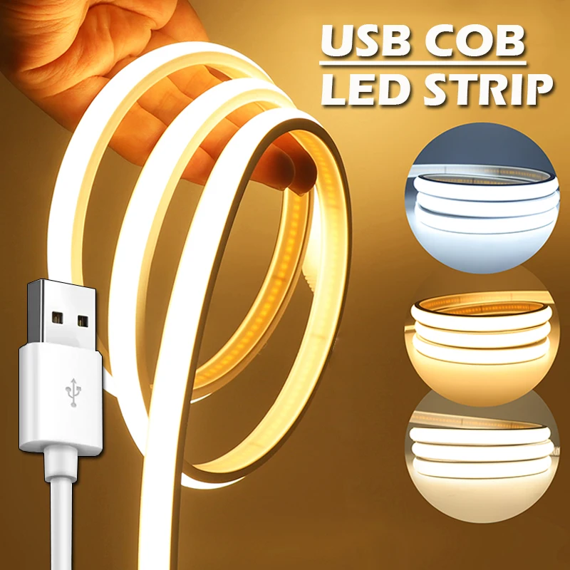 USB-COB-Neon-LED-Strip-Light-with-Adhesive-Tape-5V-COB-LED-Neon-Rope ...