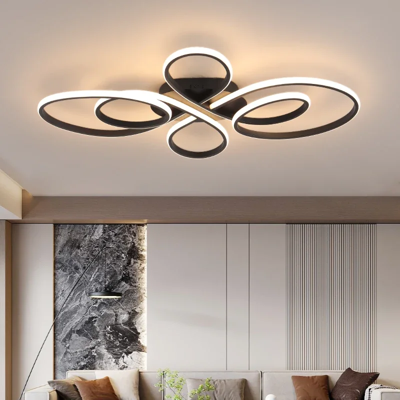Moderno-tecto-LED-Lumin-rias-de-interior-Lumin-rias-Preto-Branco-Sala ...