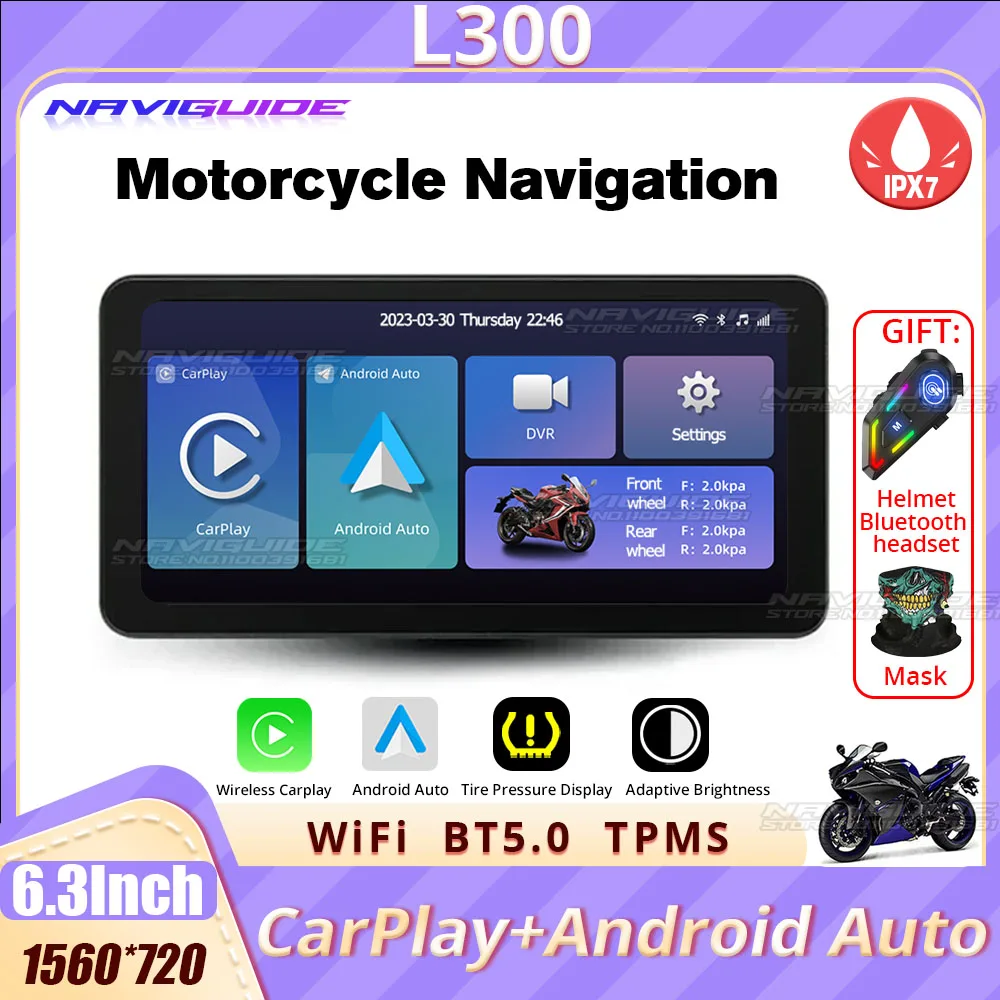 NAVIGUIDE-pantalla-LCD-port-til-L300-para-motocicleta-carplay-inal-mbrico-con-Android-6-3 ...