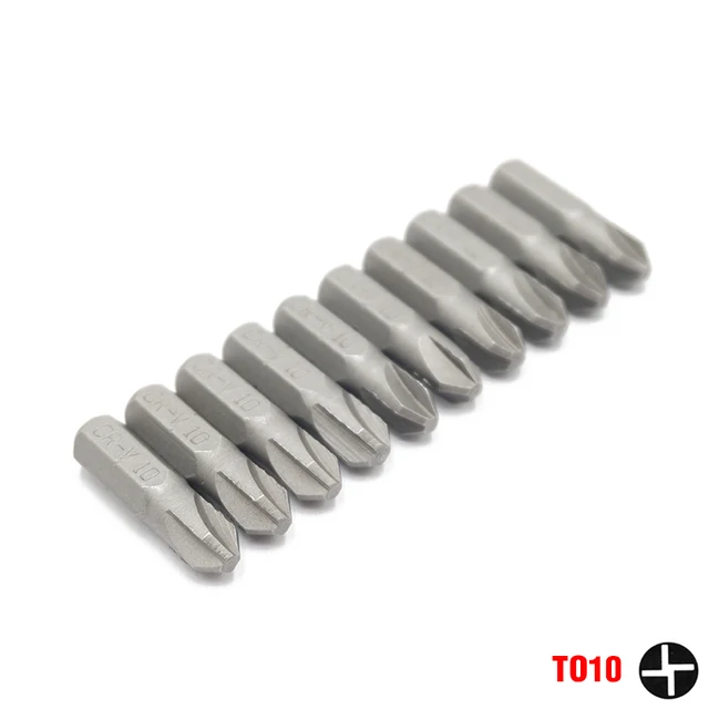 10pcs 1/4 inch 6.35mm Hex Shank 25mm Length Torq Tri wing Spline ...