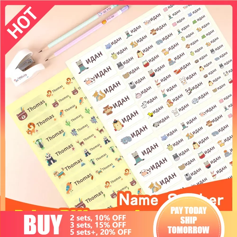 Custom-Name-Sticker-Waterproof-3-Size-Personalized-Transparent-Label ...
