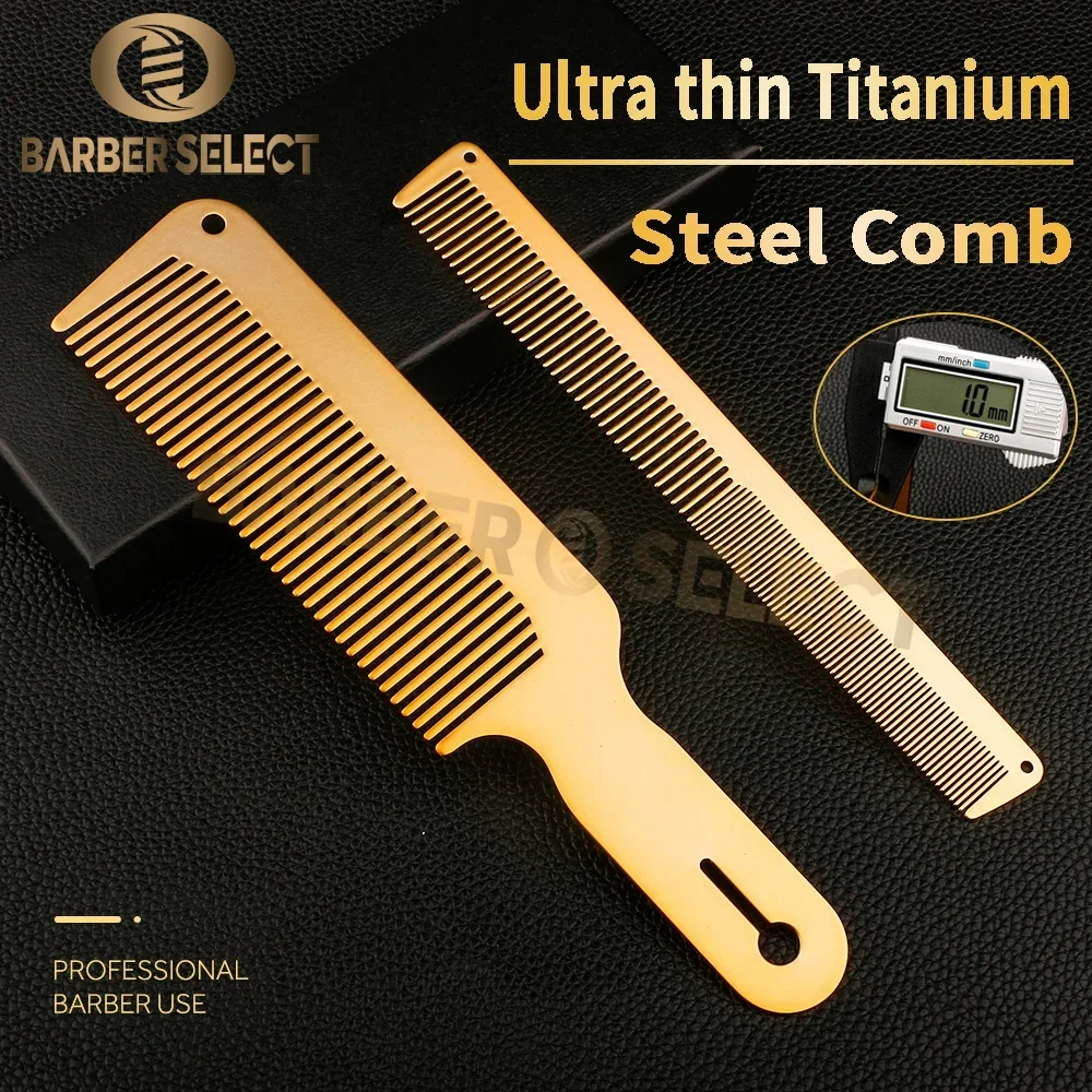 Men-Hairstyle-Comb-Titanium-Steel-Metal-Hairdressing-Cutting-Comb-Thin ...