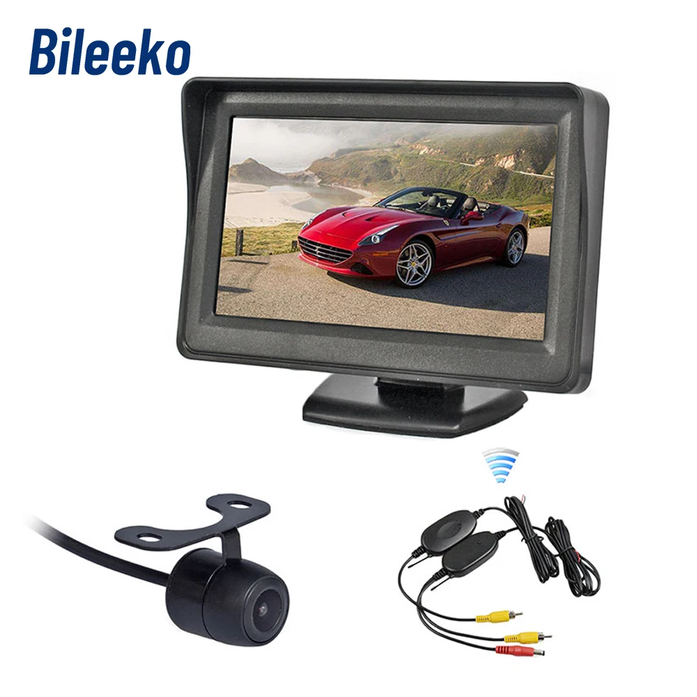 Bileeko-Wireless-Car-Parking-Camera-Monitor-Video-System-4-3-Inch-Car ...