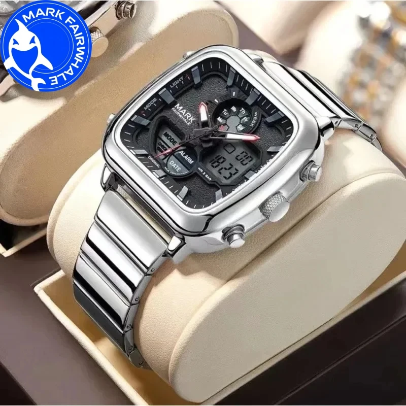 Relojes MARK FAIRWHALE para hombre 4420, nuevo reloj de cuarzo de acero ...