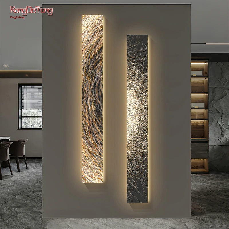 Modern Abstract Led Indoor Painting Long Strip Wall Hanging Lamp ...