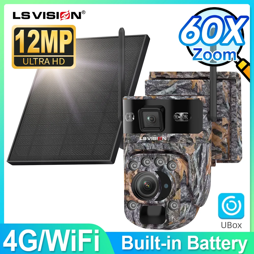 LS VISION 60X Zoom Trail Cameras Solar Dual Screen View Live 4G SIM ...