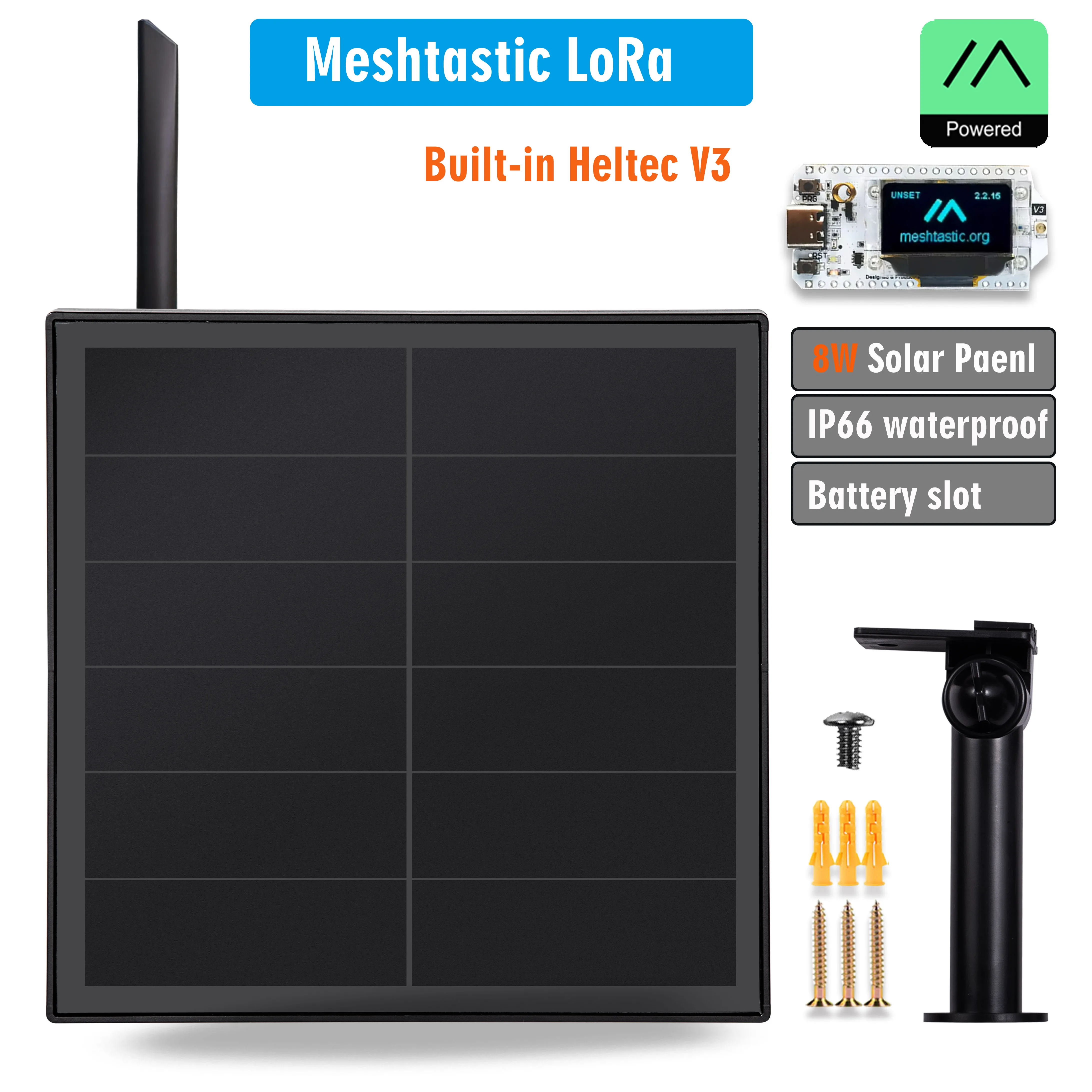 8W Solar Panel Heltec V3 LoRa Node 868 915MHz LoRaWAN Waterproof ...