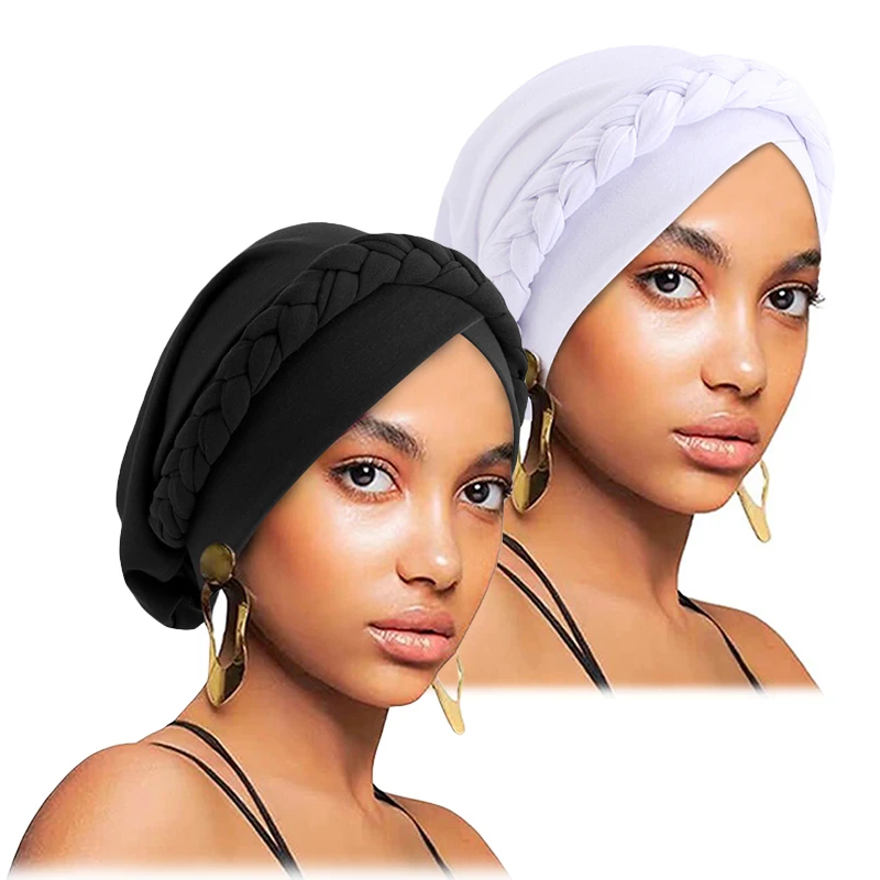 2PCS-LOT-Handmade-Braid-Turban-Cross-Bandana-Slouchy-Hat-For-Women ...