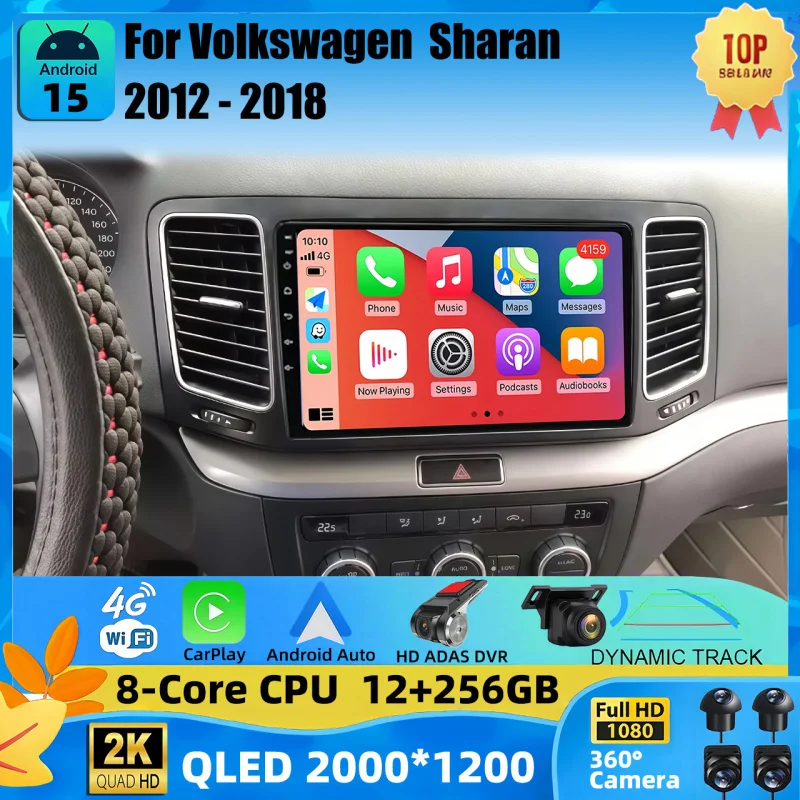 Android Navigation GPS Multimedia Player For Volkswagen VW Sharan 2012 ...