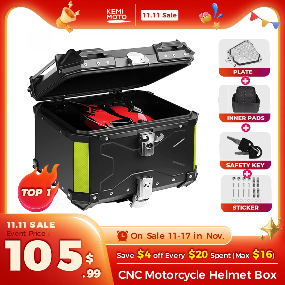 CNC-Aluminum-Motorcycle-Helmet-Box-Trunk-Top-Case-Travel-Luggage ...