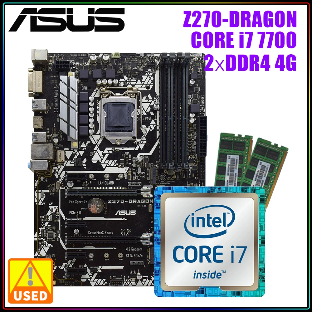 ASUS Z270 DRAGON 코어 I7 7700 CPU DDR4 4G x2 마더보드 키트, LGA 1151 인텔 Z270 ...