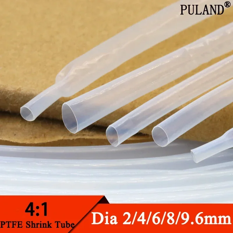 1M Diameter 2mm 4mm 6mm 8mm 9.6mm PTFE Heat Shrink Tube 4:1 Shrinkage Ratio High Temperature ...