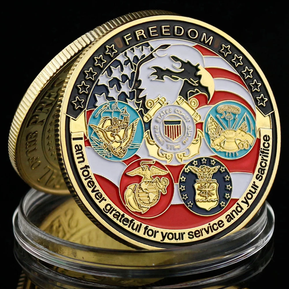 Military-Coin-Freedom-Souvenir-Collectible-Gift-Commemorative-Coin-Gold ...