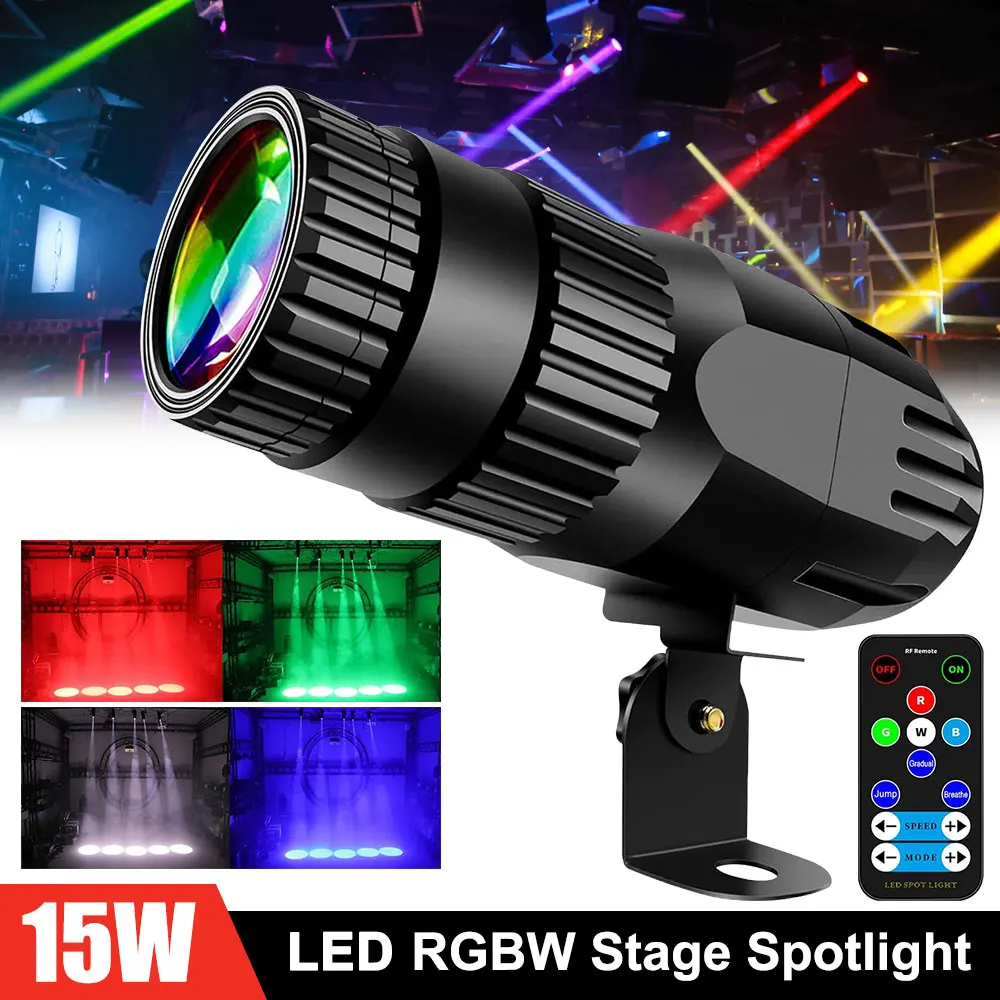 15W-RGBW-LED-Pinspot-Beam-Stage-Spotlights-Light-DJ-Disco-Party-Holiday ...