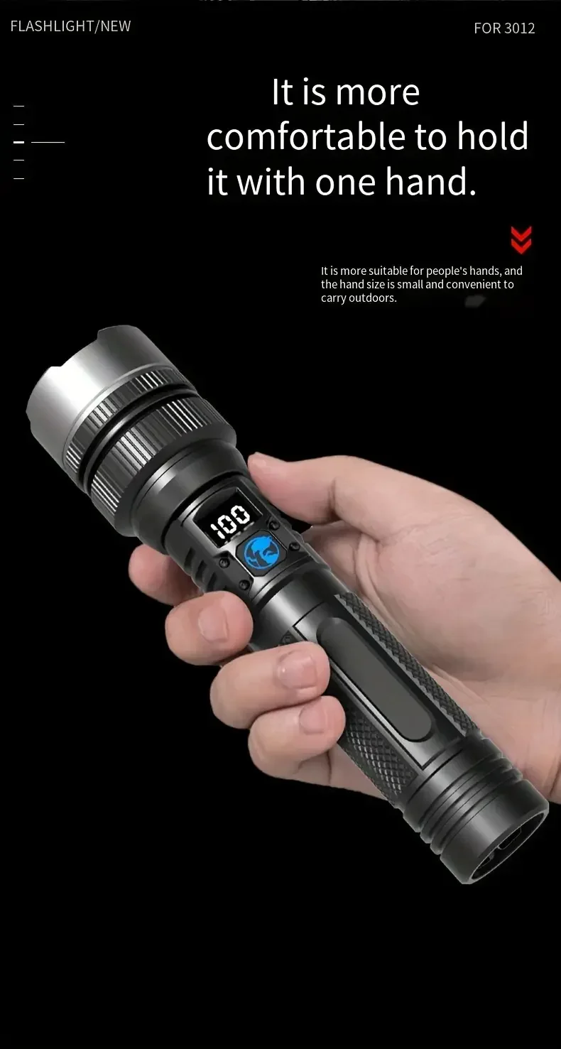 Самый мощный светодиодный фонарик из алюминиевого сплава с цифровым дисплеем Портативные USB ...