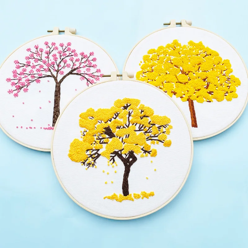 Newly launched Beginner Embroidery Kit Tree Cross Embroidery Su ...