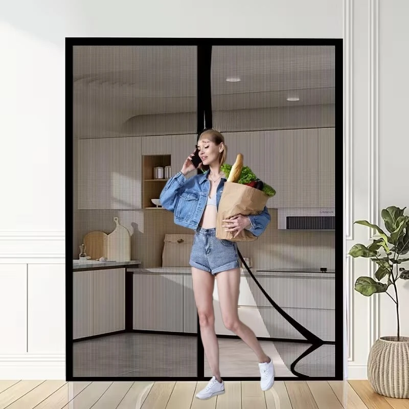 Black Strong Magnetic Door Screen Mosquito Net Mesh Fibreglass Gauze ...