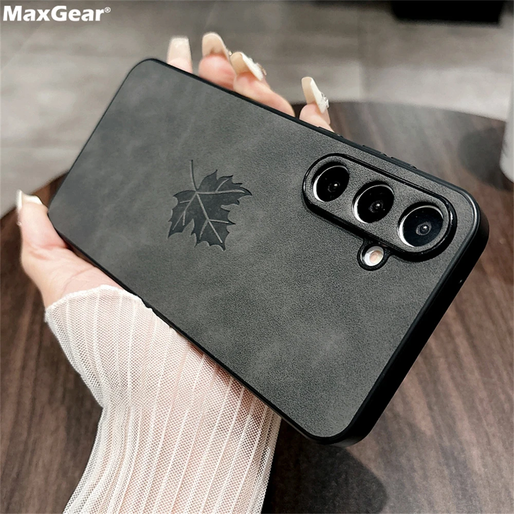 Luxury Sheepskin Maple Leaf Case For Samsung S24 FE S23 S22 S21 Ultra ...