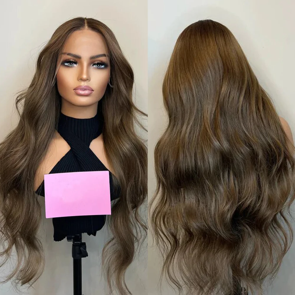 RONGDUOYI-Toffee-Brown-Body-Wave-Synthetic-Wig-Long-Straight-Natural ...