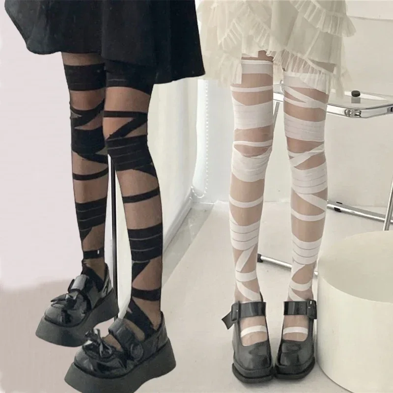 Ultrathin-Women-Spicy-Girl-Bandage-Stripe-Long-Stockings-Female-Japanese-Lolita-Jk-Y2k-Sexy ...