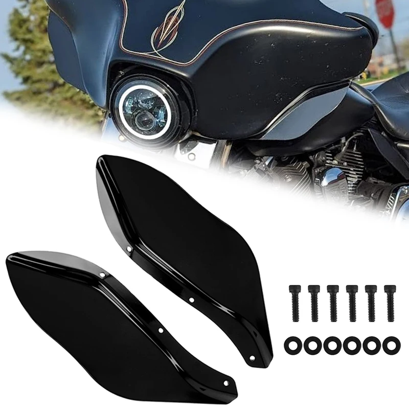 Black-Motorcycle-Side-Wings-Side-Batwing-Fairing-Wind-Deflector-Air ...
