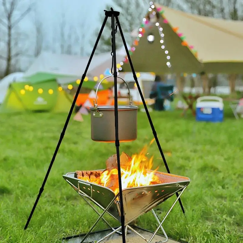 Outdoor-Aluminum-Alloy-Tripod-Portable-Campfire-Rack-Barbecue-Rack ...
