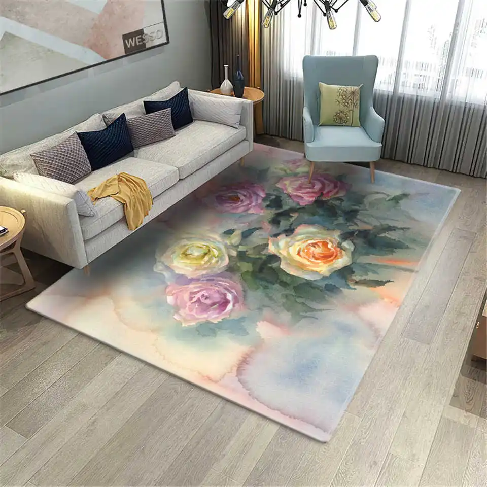Modern 3D Floral Large Carpet In The Living Room Coffee Table Rug ...