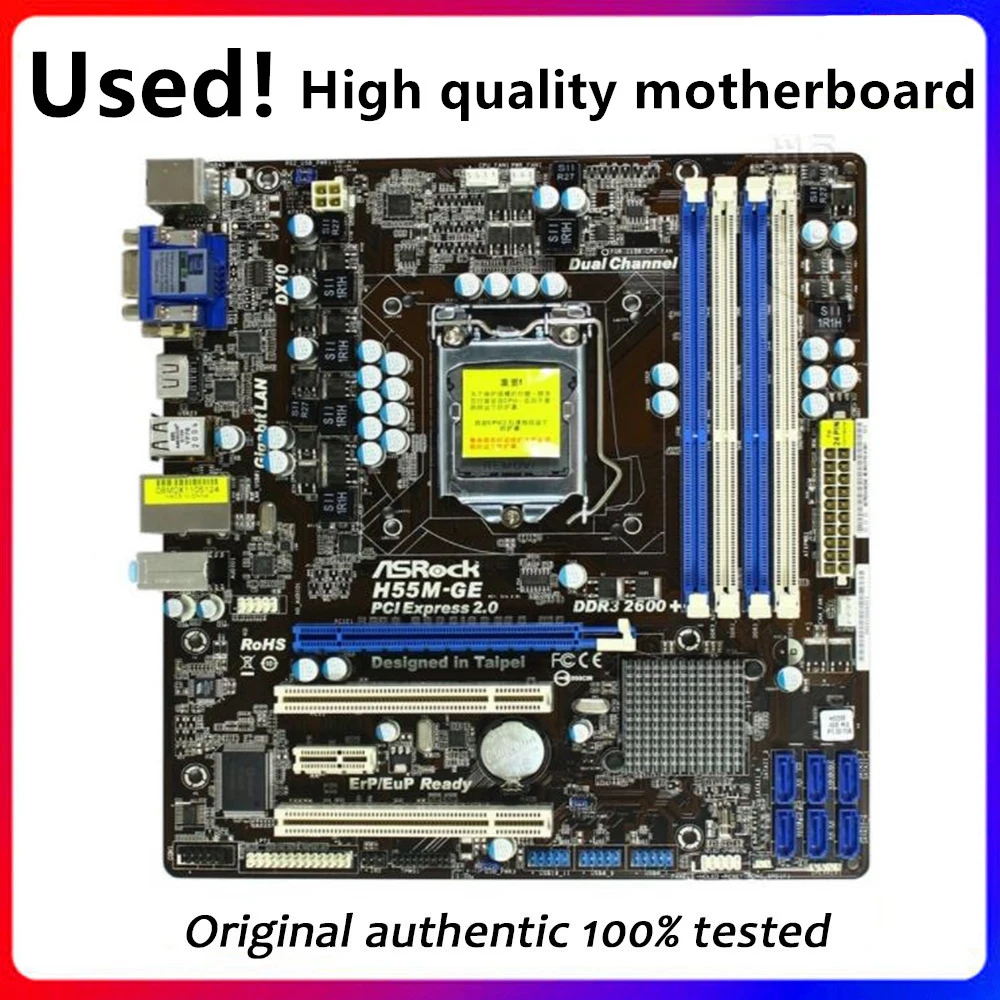 For-ASRock-H55M-GE-Motherboard-LGA-1156-DDR3-16GB-For-Intel-H55-P7H55 ...