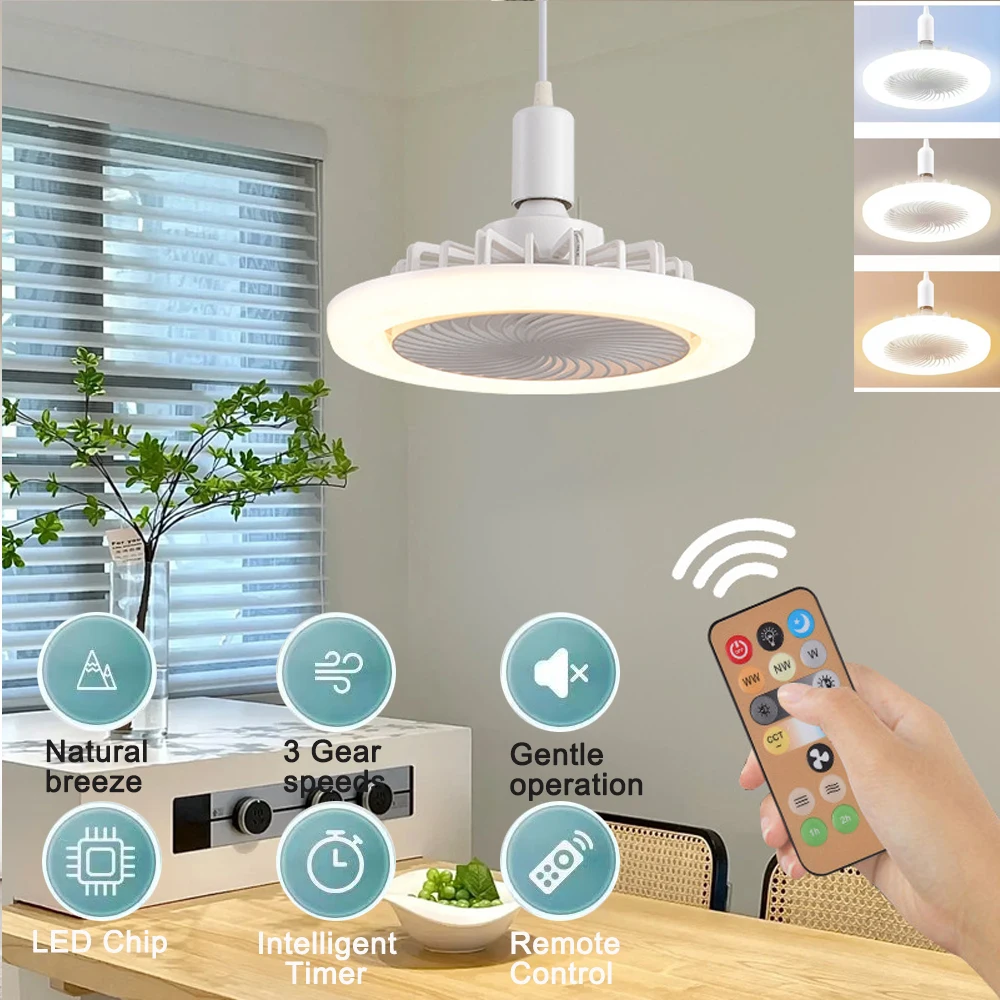 Ceiling-Fan-Light-with-Remote-Control-Timing-Multifunctional-Round ...