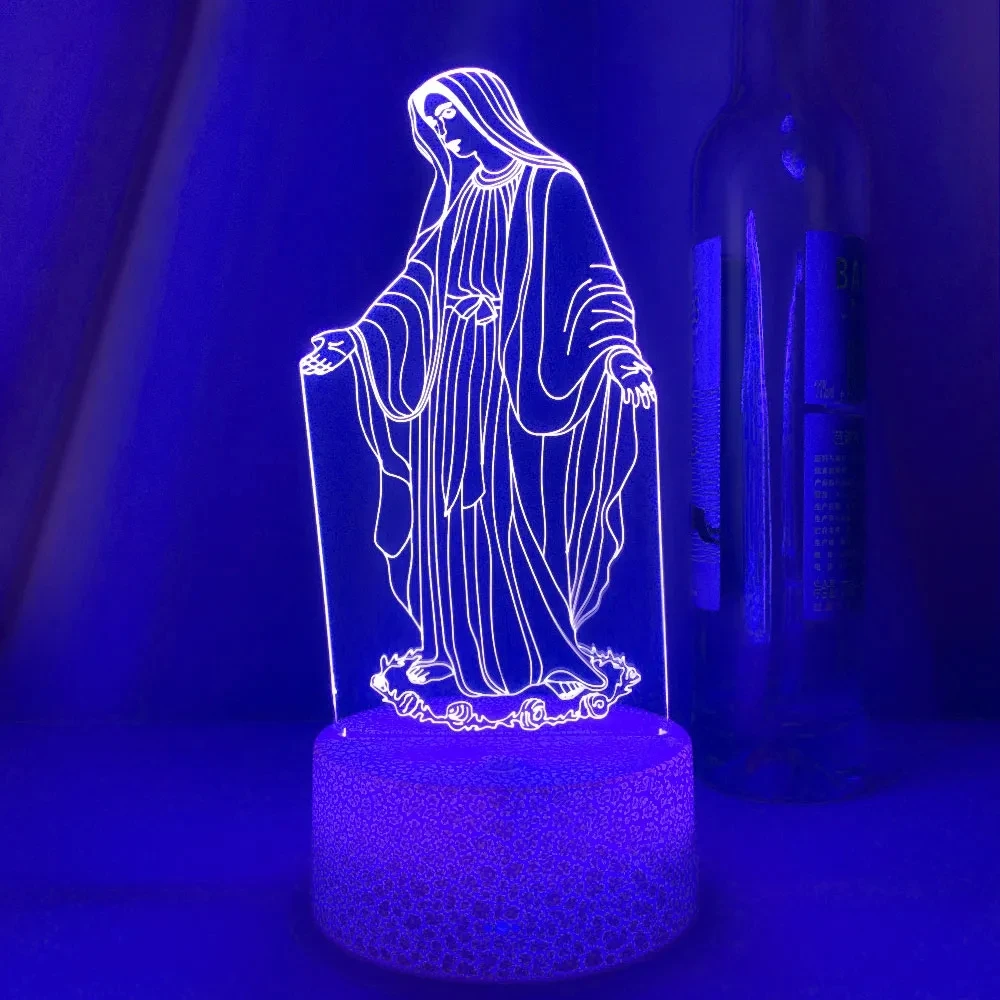 Jesus LED Night Light Church Decorative Light Blessing Virgin Mary USB ...