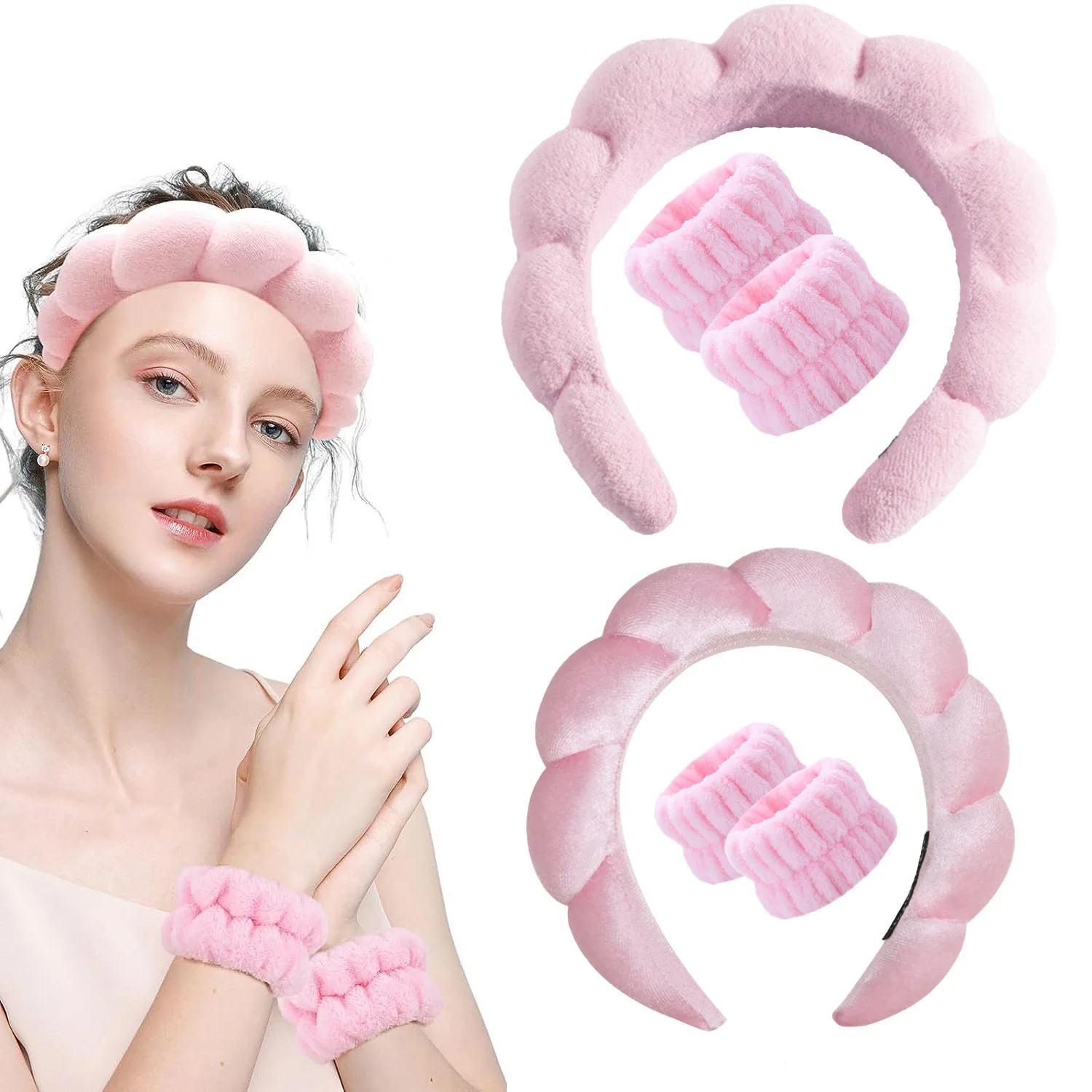 Elegante-Washing-Headband-Set-Pulseiras-Scrunchies-Spa-Bubble-Headband ...