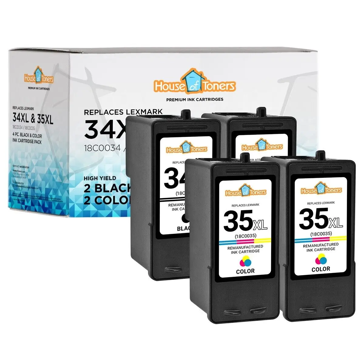 Cartuchos-4pk-34-35-para-Lexmark-X2500-X2530-X2550-X3530-X3550-X4530 ...