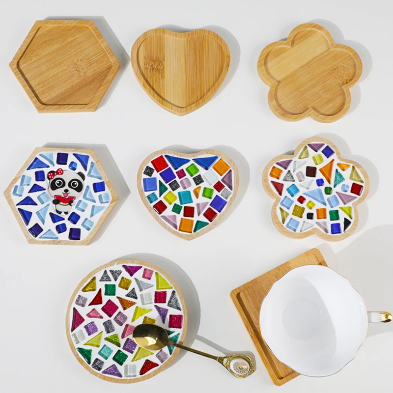 Mosaic Crafts Lanyani 10pcs Wooden Assorted Shapes Mosaic Bases For DIY ...
