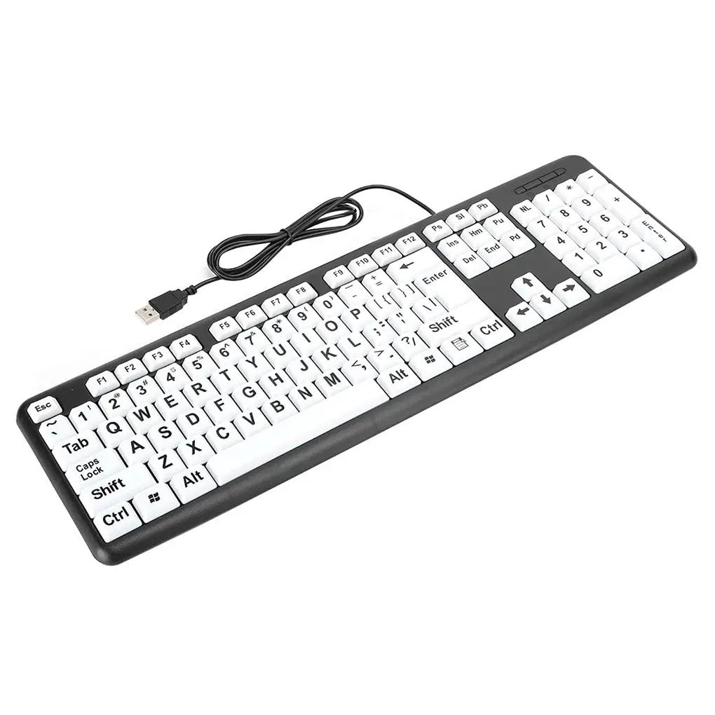 Computer-Wired-Keyboard-High-Contrast-USB-Keypad-Elderly-Visually ...