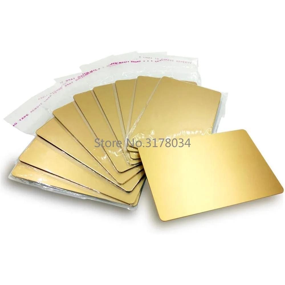 10pcs/pack 304 Stainless Steel Thick 0.8mm Gold Metal Business Cards ...